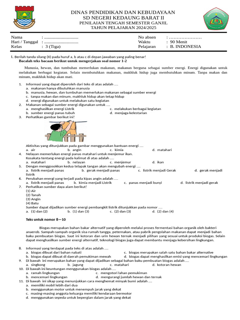 pts b. indo kelas 3 smt 2 | PDF