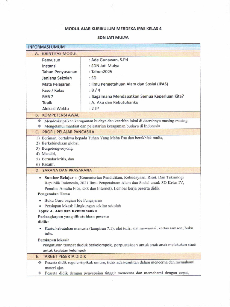 MODUL AJAR Ade Gunawan | PDF