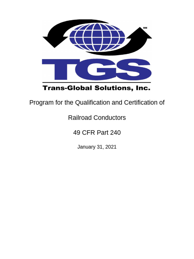 TGS Conductor 242 Program 01312021 | PDF | Conductor (Rail) | Certification