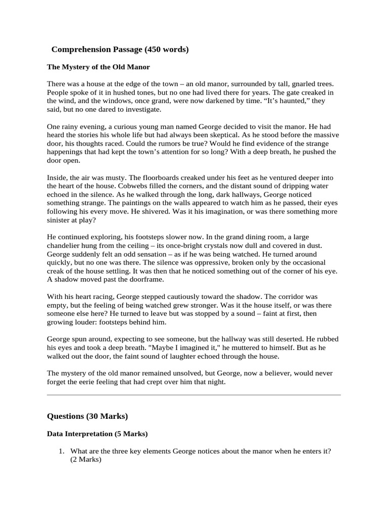 Comprehension Passage Grade 8 | PDF | Sentence (Linguistics) | Language ...