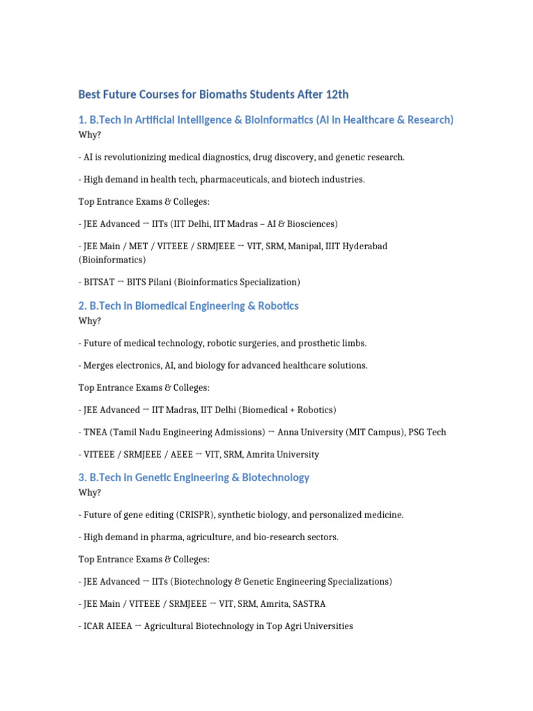 Future Courses for Biomaths Students | PDF