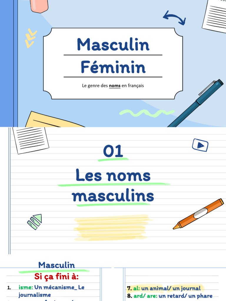 Genre des noms en français | PDF | Genre grammatical | Linguistique