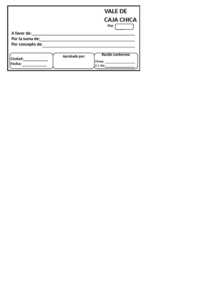 Formato Vale de Caja 2 - Copia | PDF