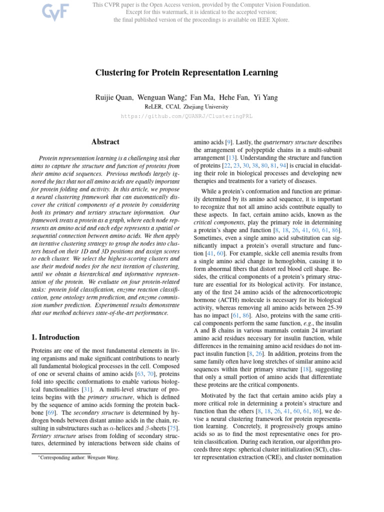 Neural Clustering for Protein Learning | PDF | Proteins | Protein Structure