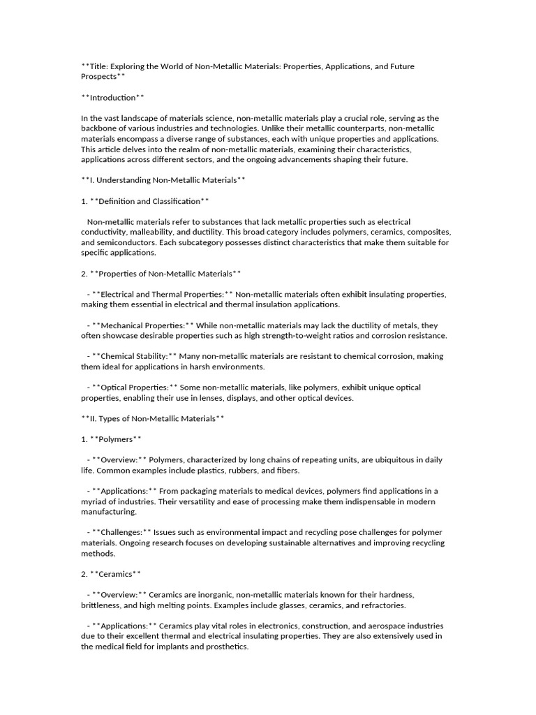 Non - metallic materials | PDF | Materials Science | Ceramics