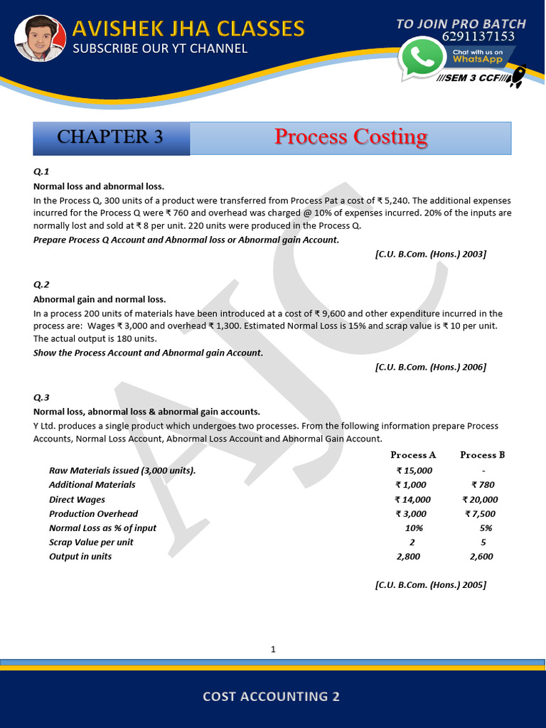 Process Costing Sums (Total Merged) | PDF | Cost | Cost Accounting