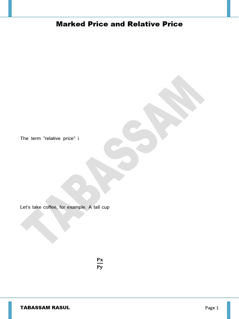 Marked and Relative Price Explained | PDF | Market (Economics) | Pricing