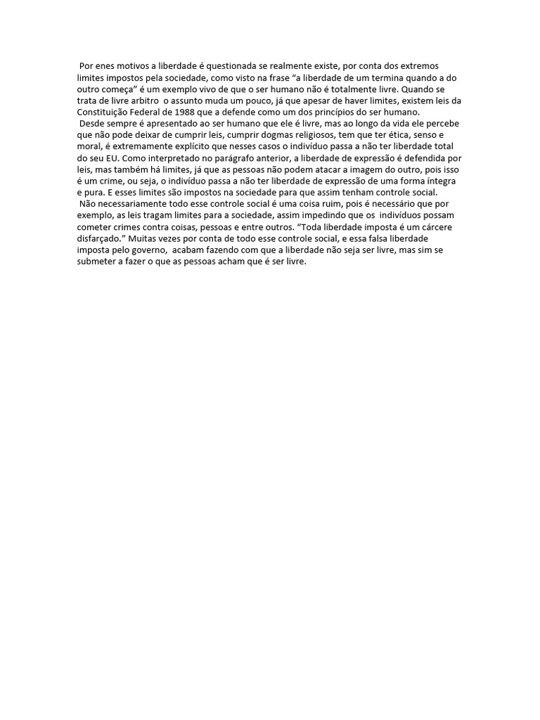 Limites da Liberdade na Sociedade | PDF