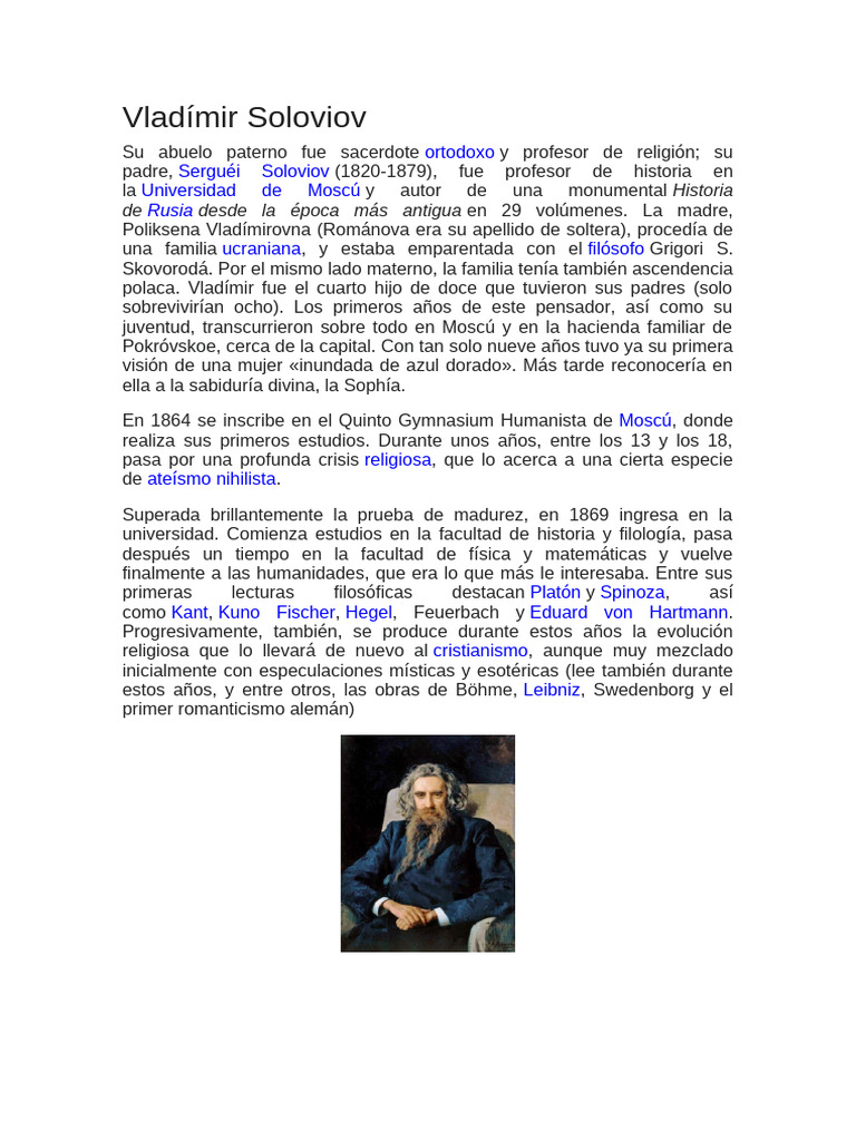 Vida y obra de Vladímir Soloviov | PDF