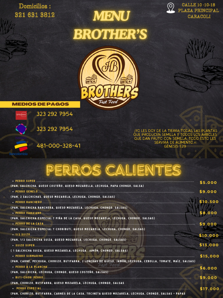 Menú de Brothers El Salvador | PDF | Hamburguesas | filete