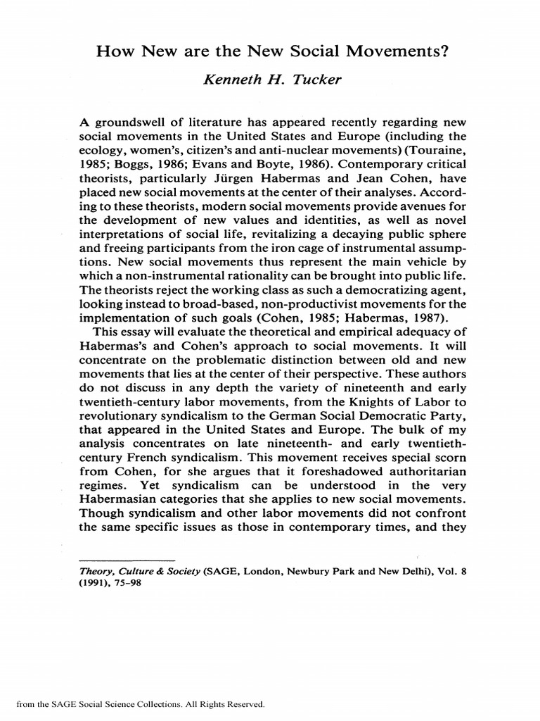 Evaluating New Social Movements Theory | PDF | Syndicalism | Jürgen ...