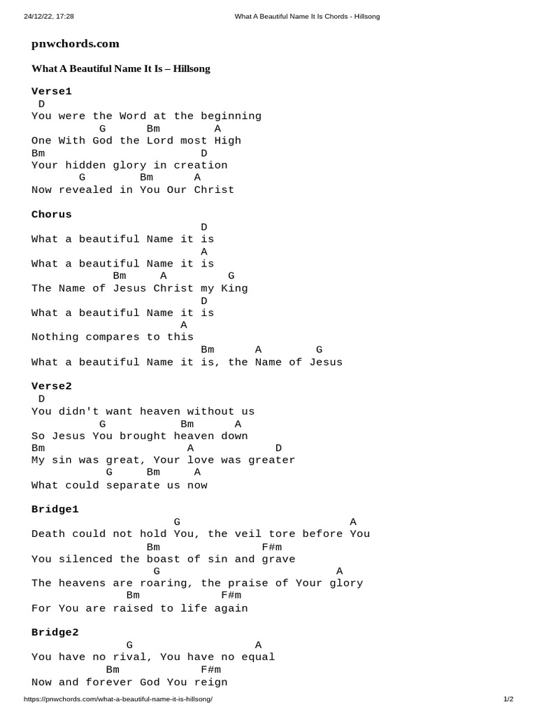 What A Beautiful Name Chords Guide | PDF