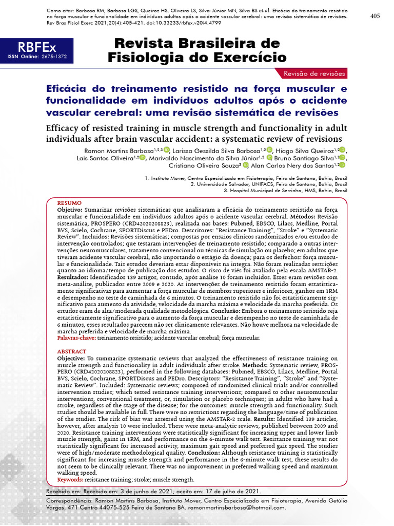 Eficacia Do Treinamento Resistido Na Forca Muscula | PDF | Análise ...