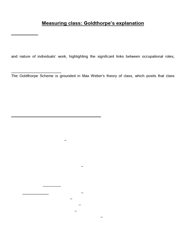 Goldthorpe Class Scheme Explained | PDF | Social Stratification ...