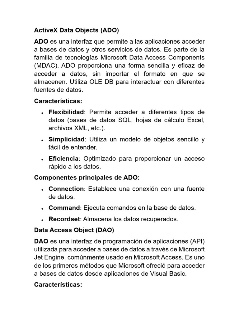 Activex Data Objects Pdf Active X Data Objects Bases De Datos