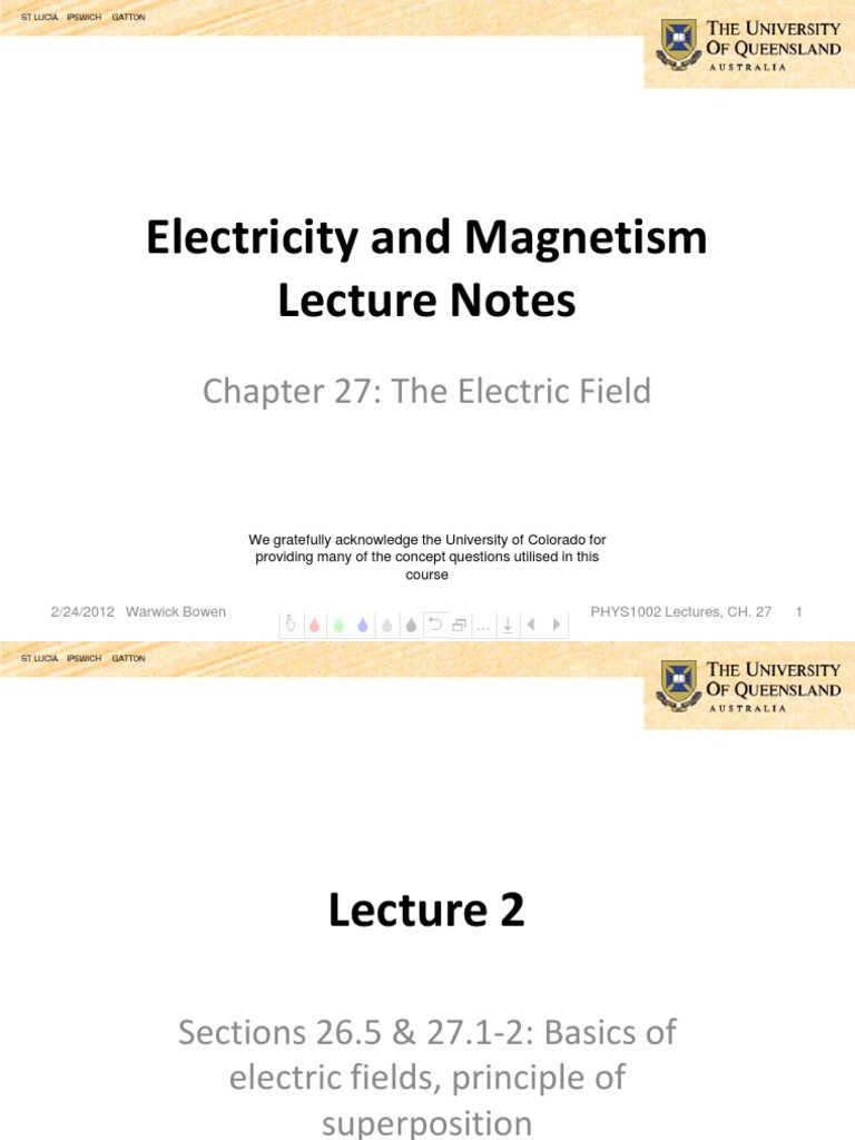 Lecture Notes Ch27 Blackboard | PDF | Electric Field | Force