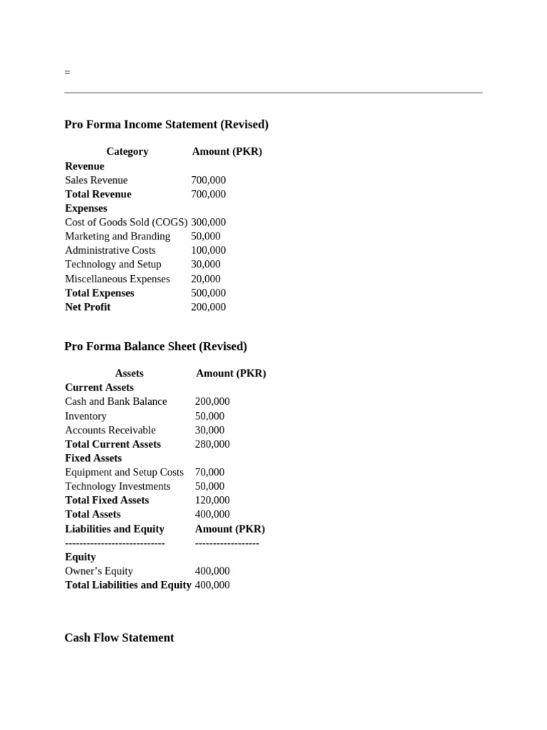 Pro Forma Financial Statements Overview | PDF