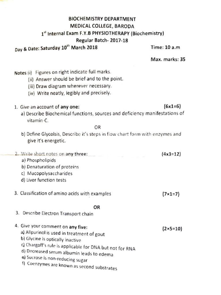 Biochemistry Previous Year Papers | PDF