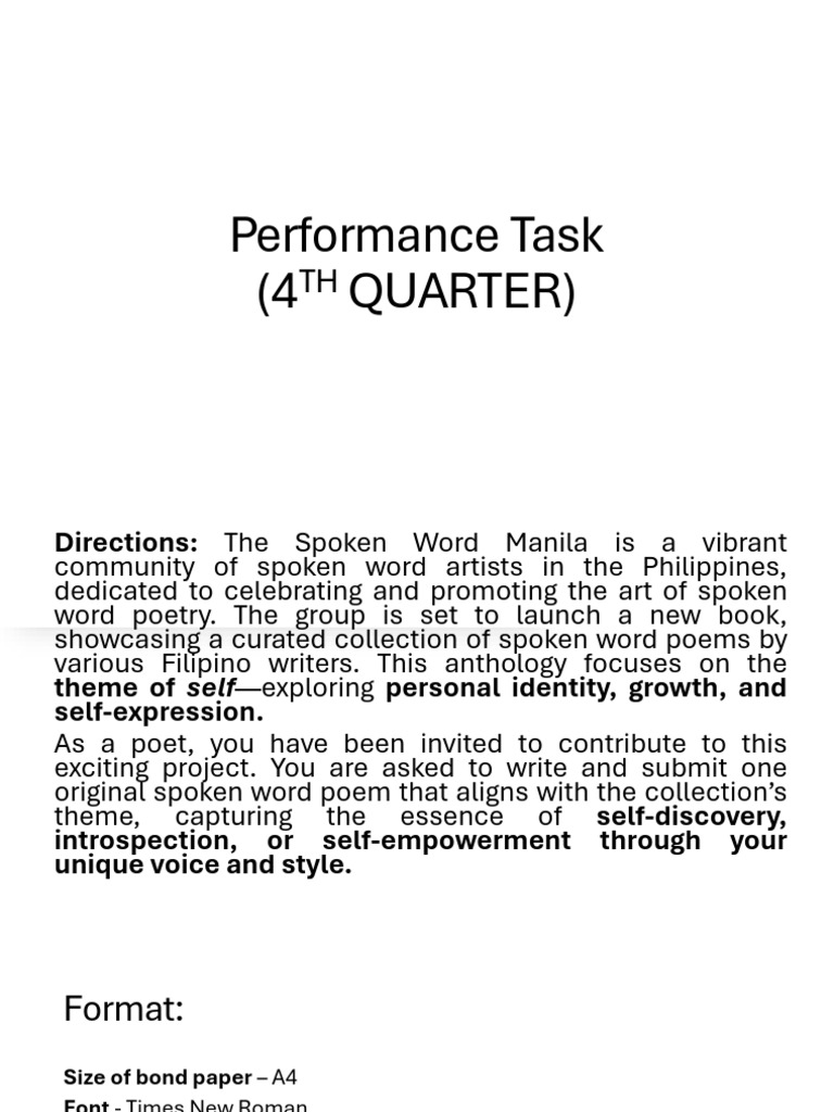 Performance Task (4TH Q) | PDF | Poetry