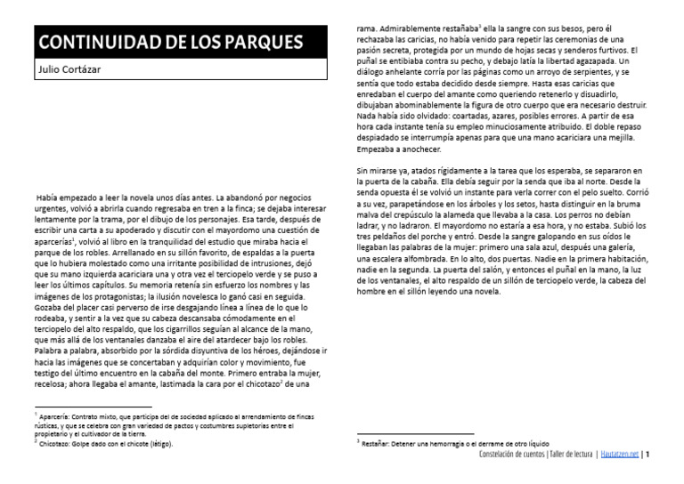 Continuidad de Los Parques - JCortázar | PDF