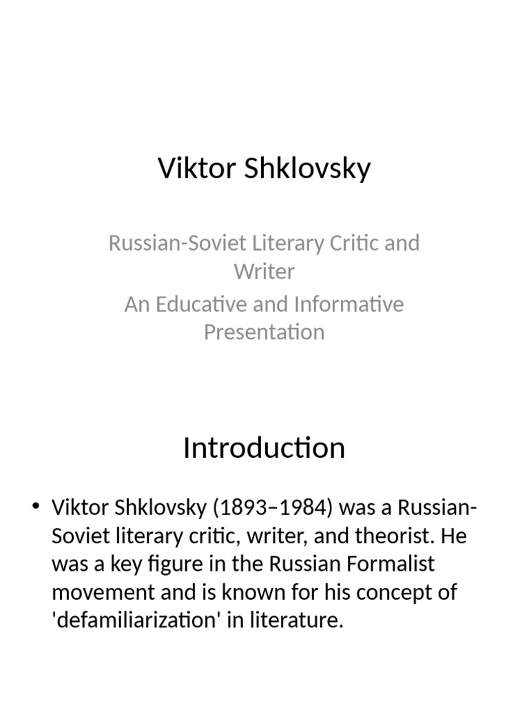 Viktor Shklovsky Presentation | PDF