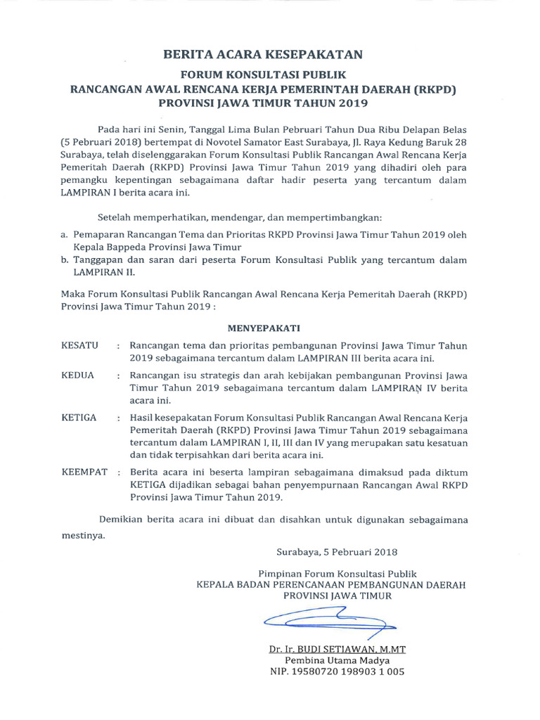 Berita Acara FKP Ranwal RKPD | PDF