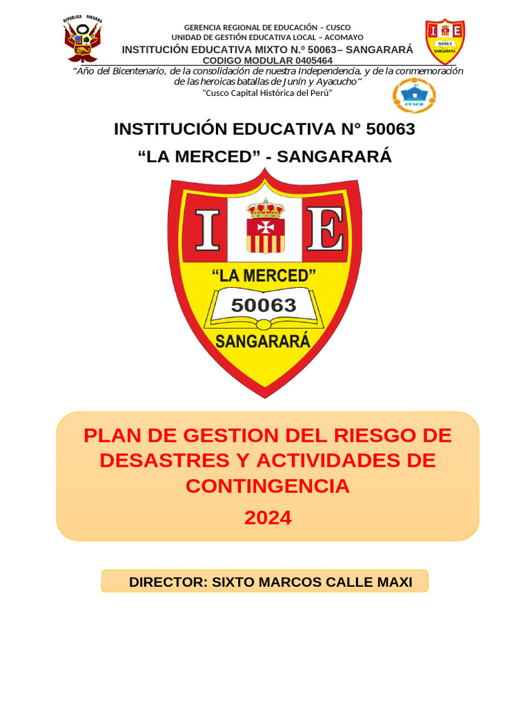 PLAN DE GRD 2024 OK. | PDF | Defensa Civil