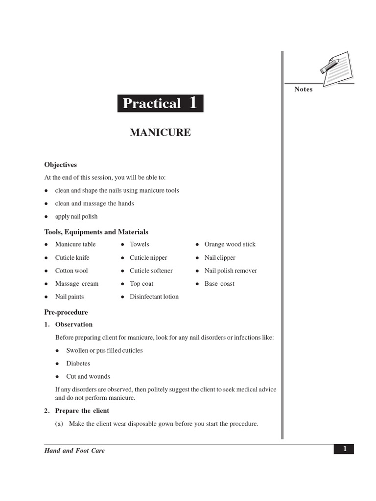 Hand and Foot Care Practcal | PDF | Nail (Anatomy) | Hand