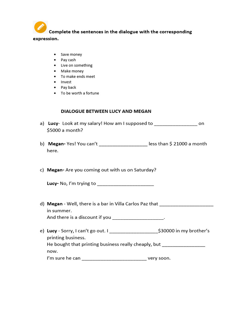 Dialogue_ Money vocabulary | PDF