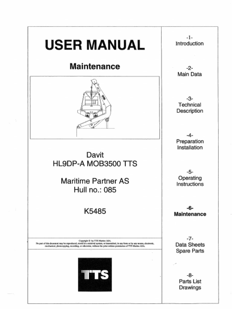 TTS Marine ASA Davit User Manual | PDF