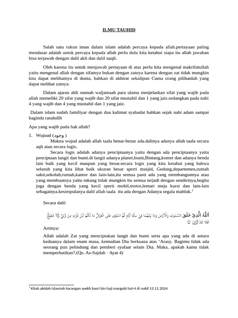 Ilmu Tauhid | PDF