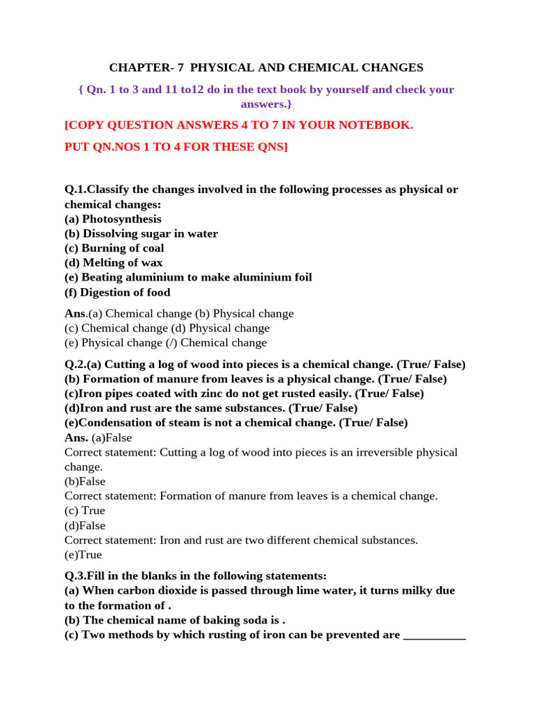CHAPTER 7 Physical and Chemical Changes | PDF | Sodium Carbonate | Sodium Bicarbonate