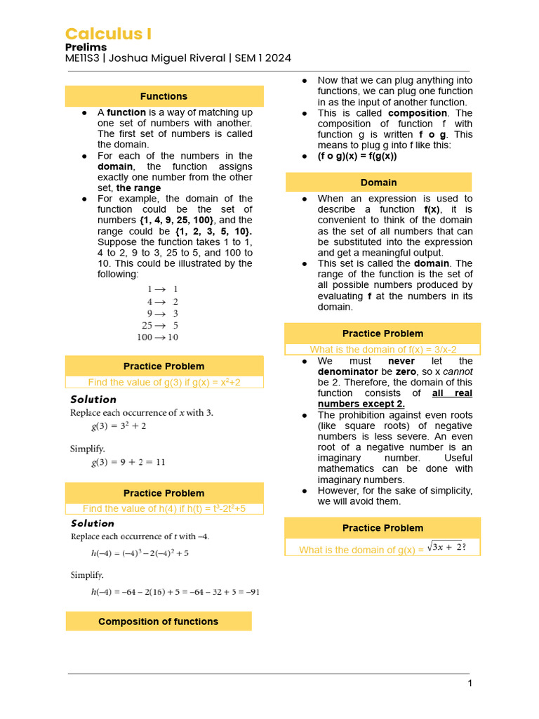 Calculus 1 Whole Course | PDF | Function (Mathematics) | Derivative