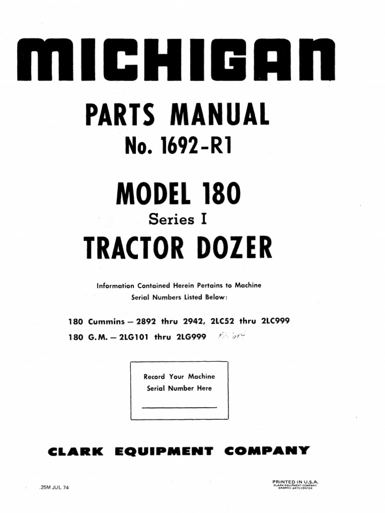 180 CLARK MICHIGAN BULLDOZER PNEU 1974 | PDF | Brake | Steering