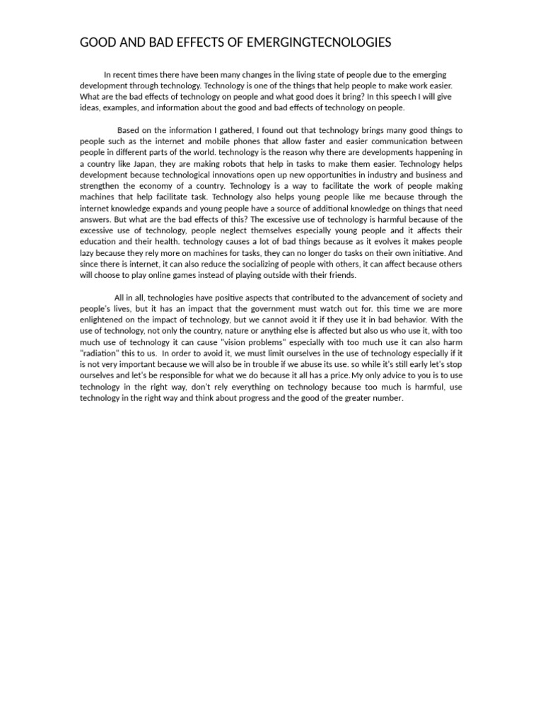 Impact of Emerging Technologies on Society | PDF