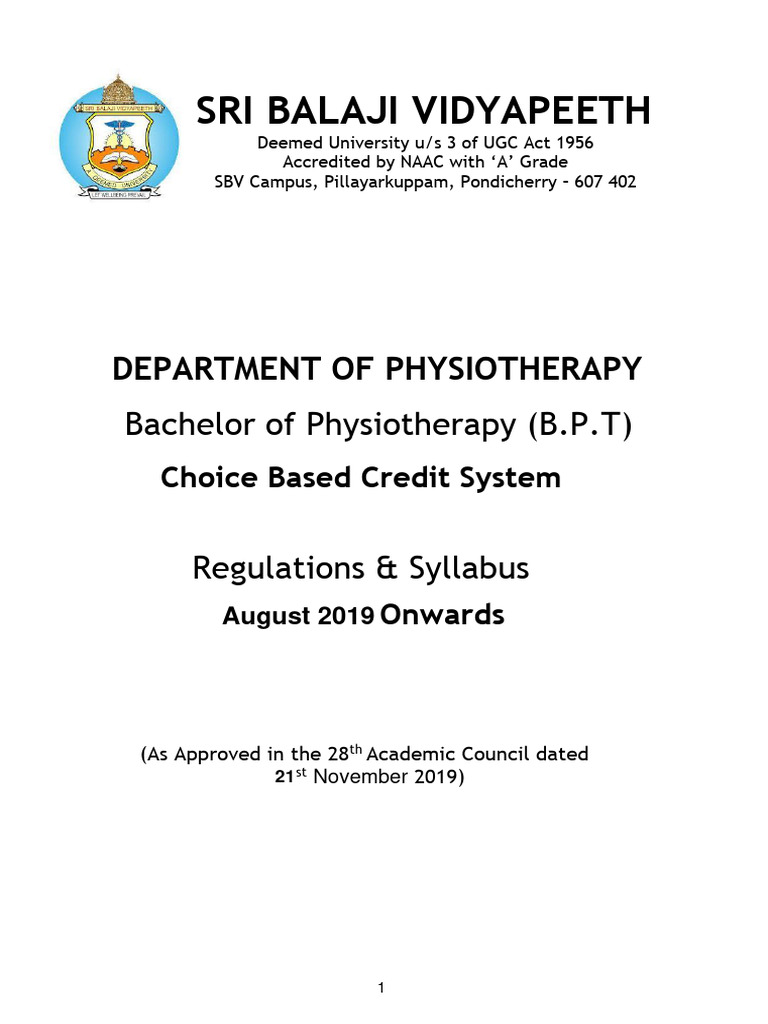 BPT Syllabus | PDF | Physical Therapy | Health Care