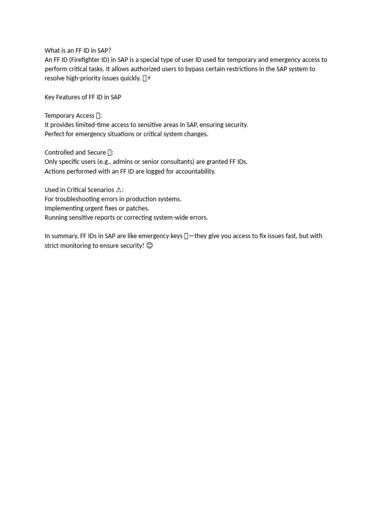 Understanding FF IDs in SAP | PDF