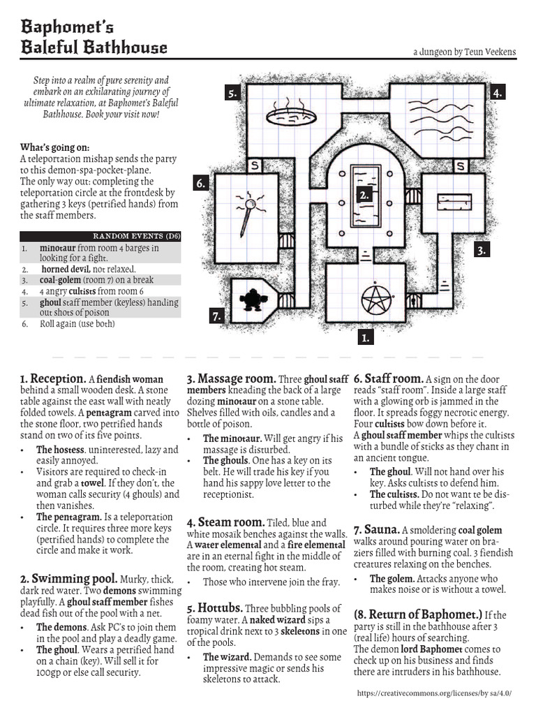 Baphomet's Baleful Bathhouse Adventure | PDF