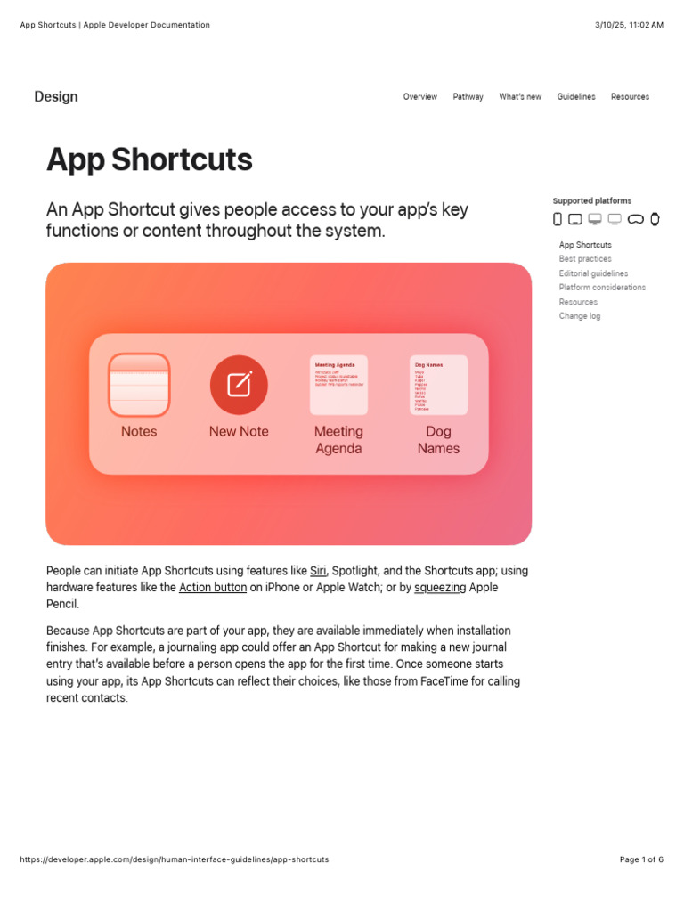 App Shortcuts | Apple Developer Documentation | PDF | Siri | Mac Os