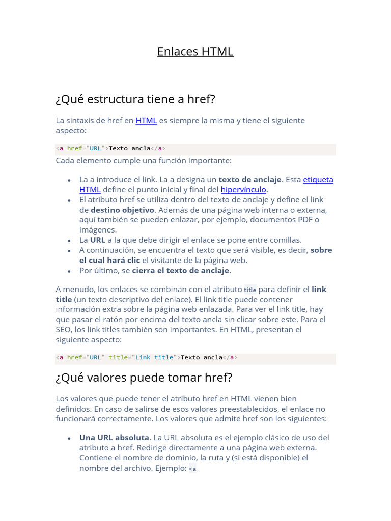 0.3.-Enlaces HTML | PDF | Hipervínculo | HTML
