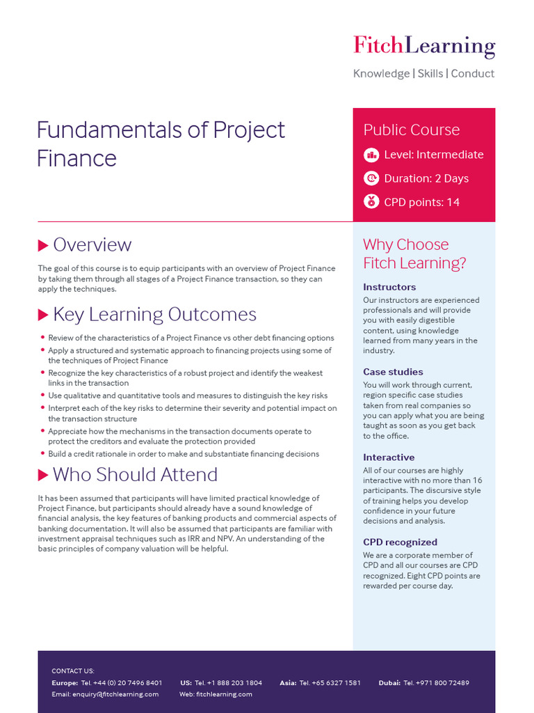 Fundamentals of Project Finance | PDF | Debt | Project Finance