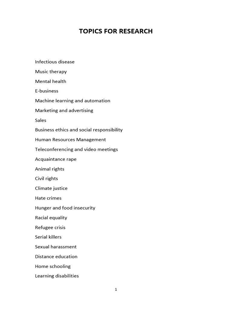 Research Topics Across Diverse Fields | PDF