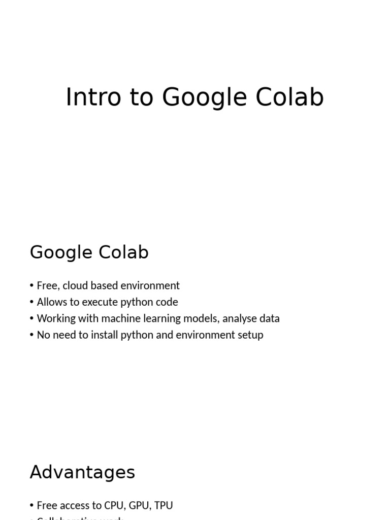 Intro To Google Colab | PDF | Machine Learning | Python (Programming Language)
