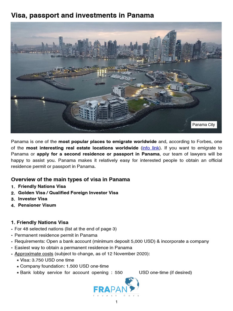 Panama Visa Invest Factsheet English | PDF | Travel Visa | Passport