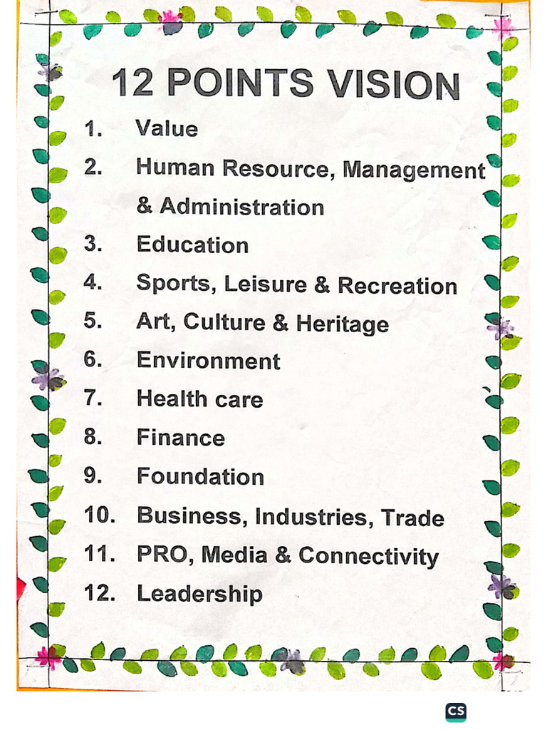 Sir's 12 Point VISION | PDF