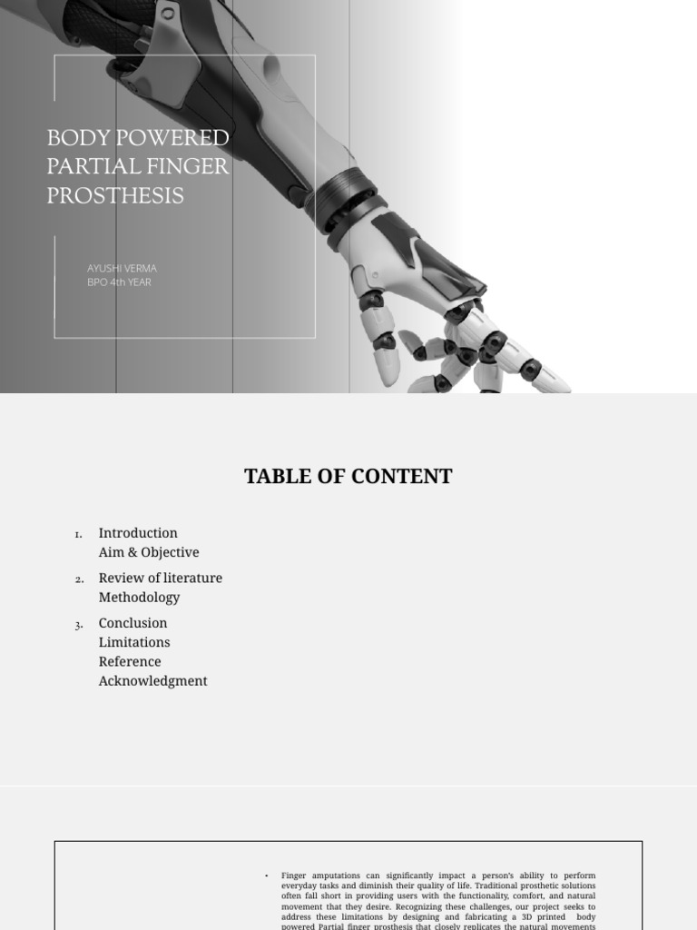 Body Powered Partial Finger Prosthesis-1 | PDF | Prosthesis | Amputation