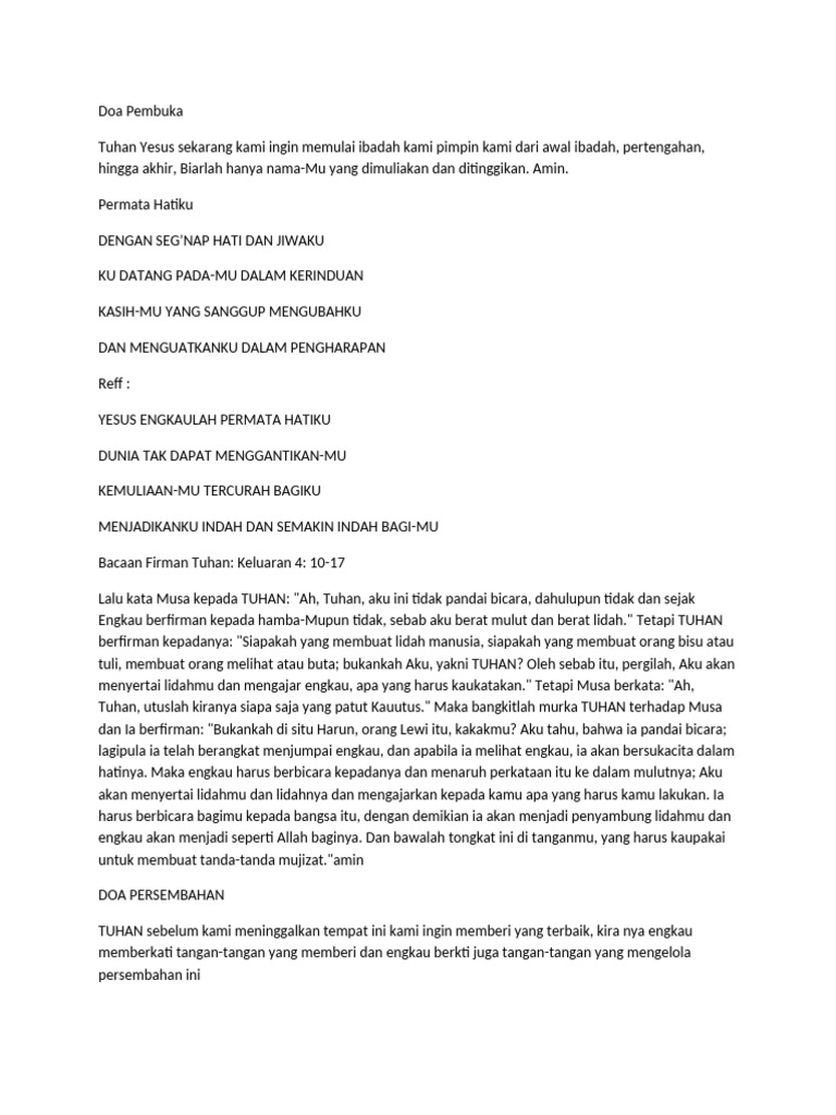 Doa Ibadah dan Persembahan Kristen | PDF
