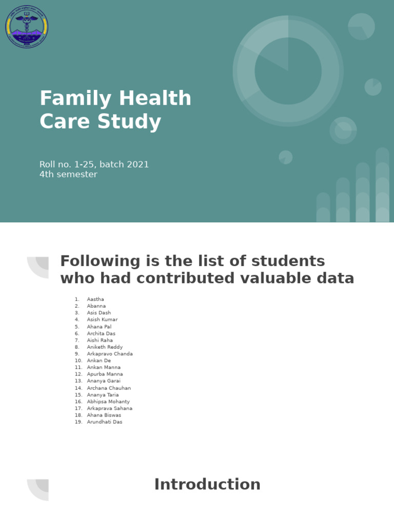 Family Healthcare Study - AIIMS Kalyani | PDF