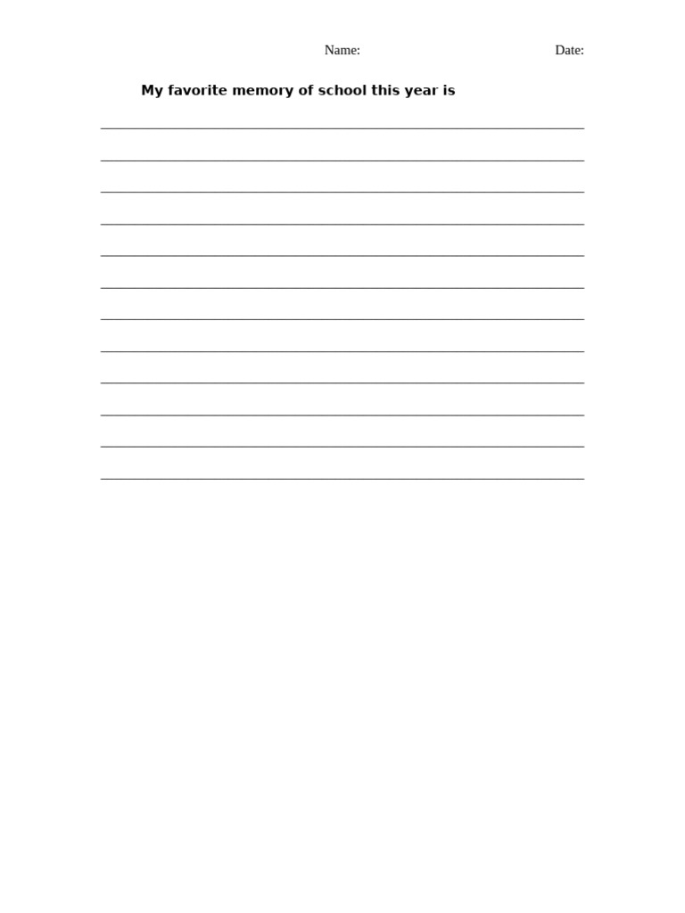 My favorite memory of school this year is | PDF