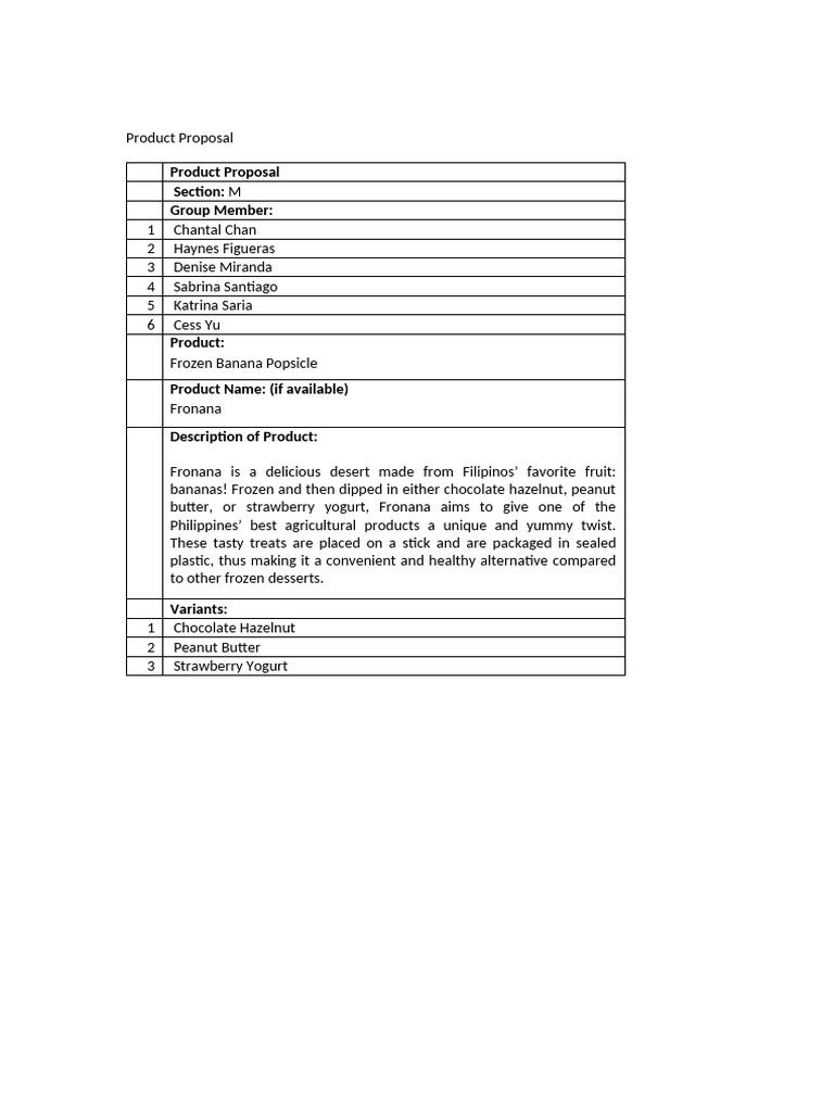 Product Proposal | PDF